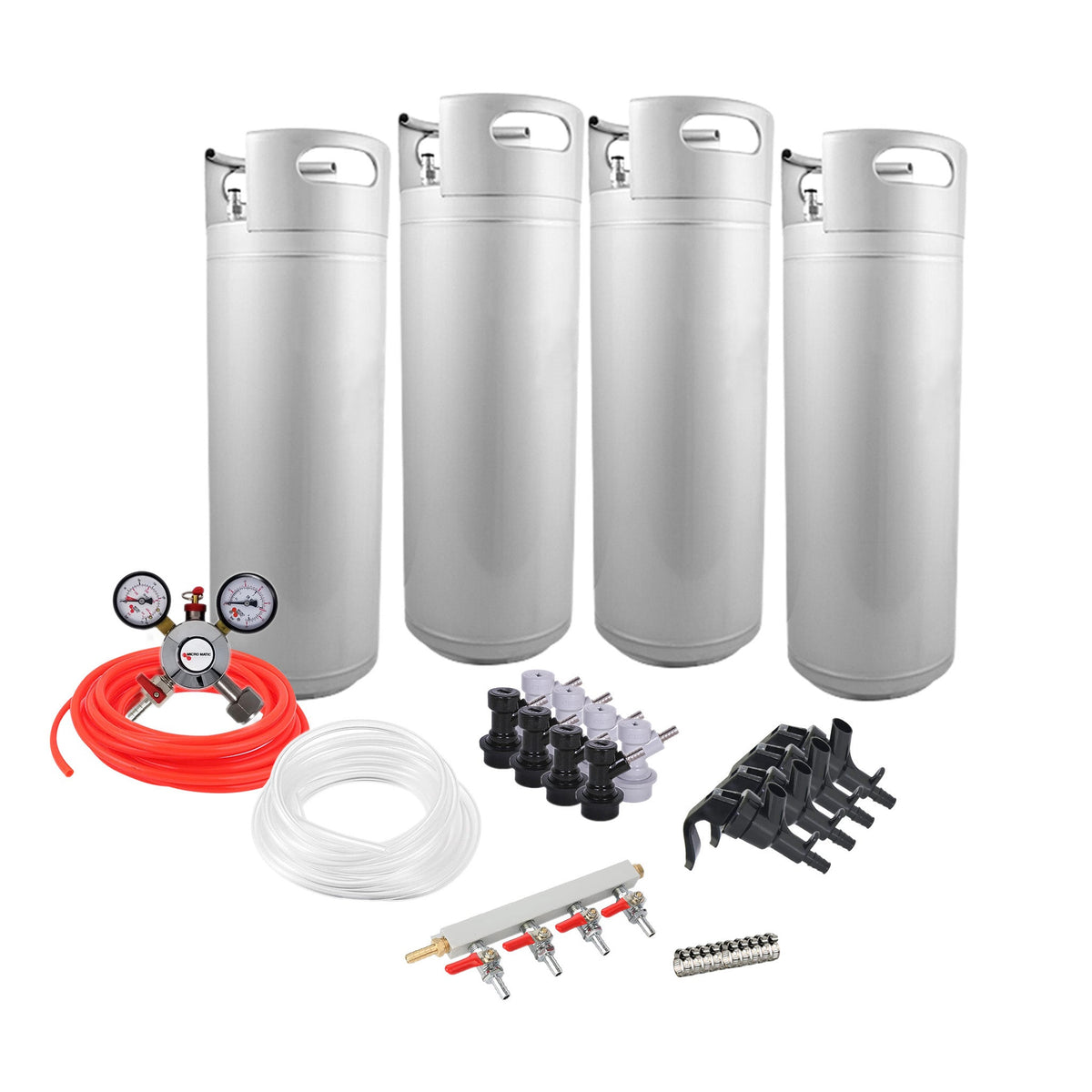 Ball Lock Homebrew Kegging Kit for Four 5 Gallon Cornelius Kegs with P ...